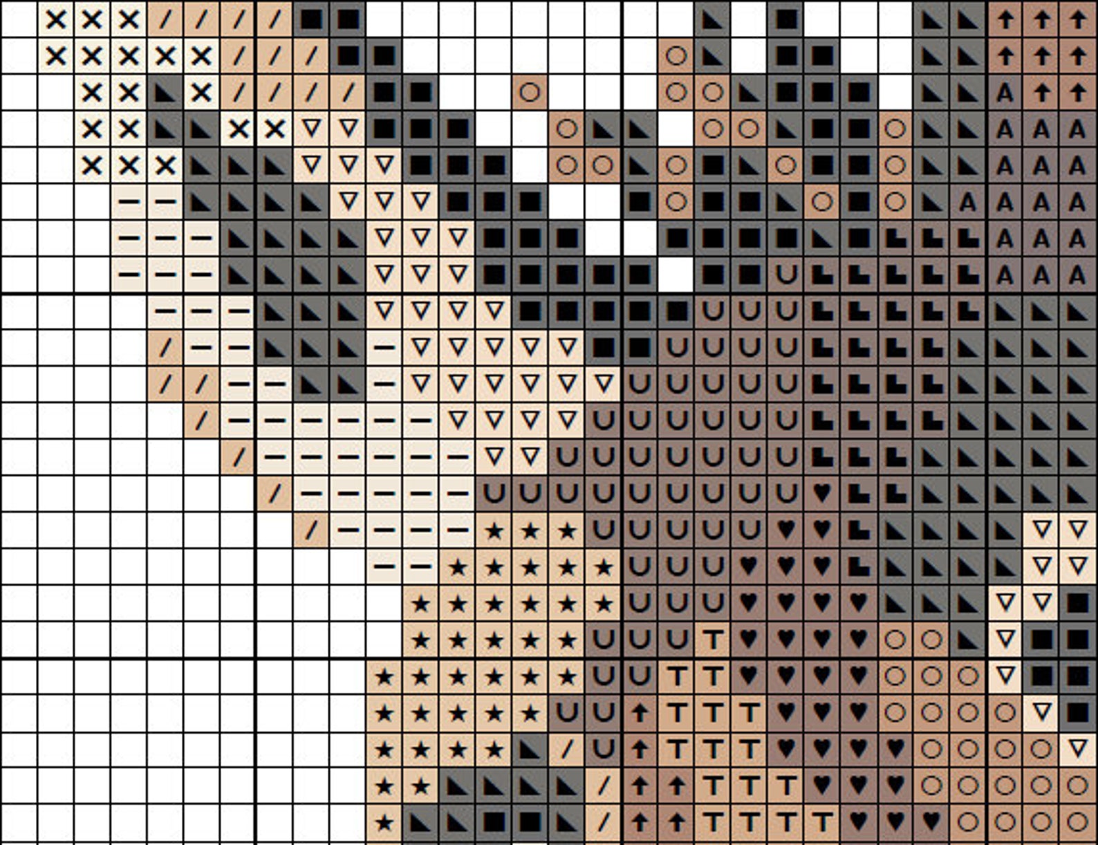 Donkey Cross Stitch Pattern, Modern Brown Colours Counted Cross Stitch ...