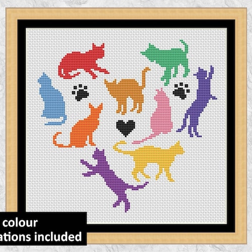Chequered Paw Print Heart Cross Stitch Pattern Dog or Cat - Etsy