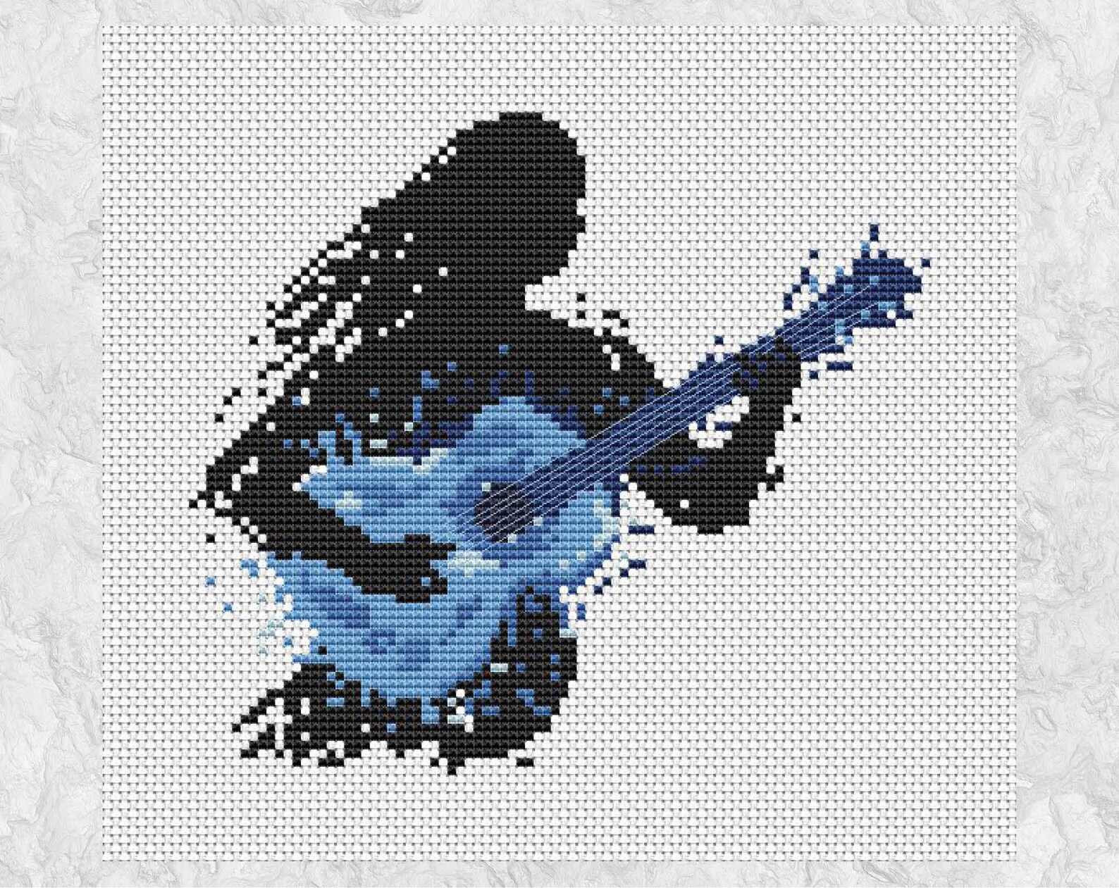 Guitar Cross Stitch Pattern female Music Cross Stitch PDF - Etsy