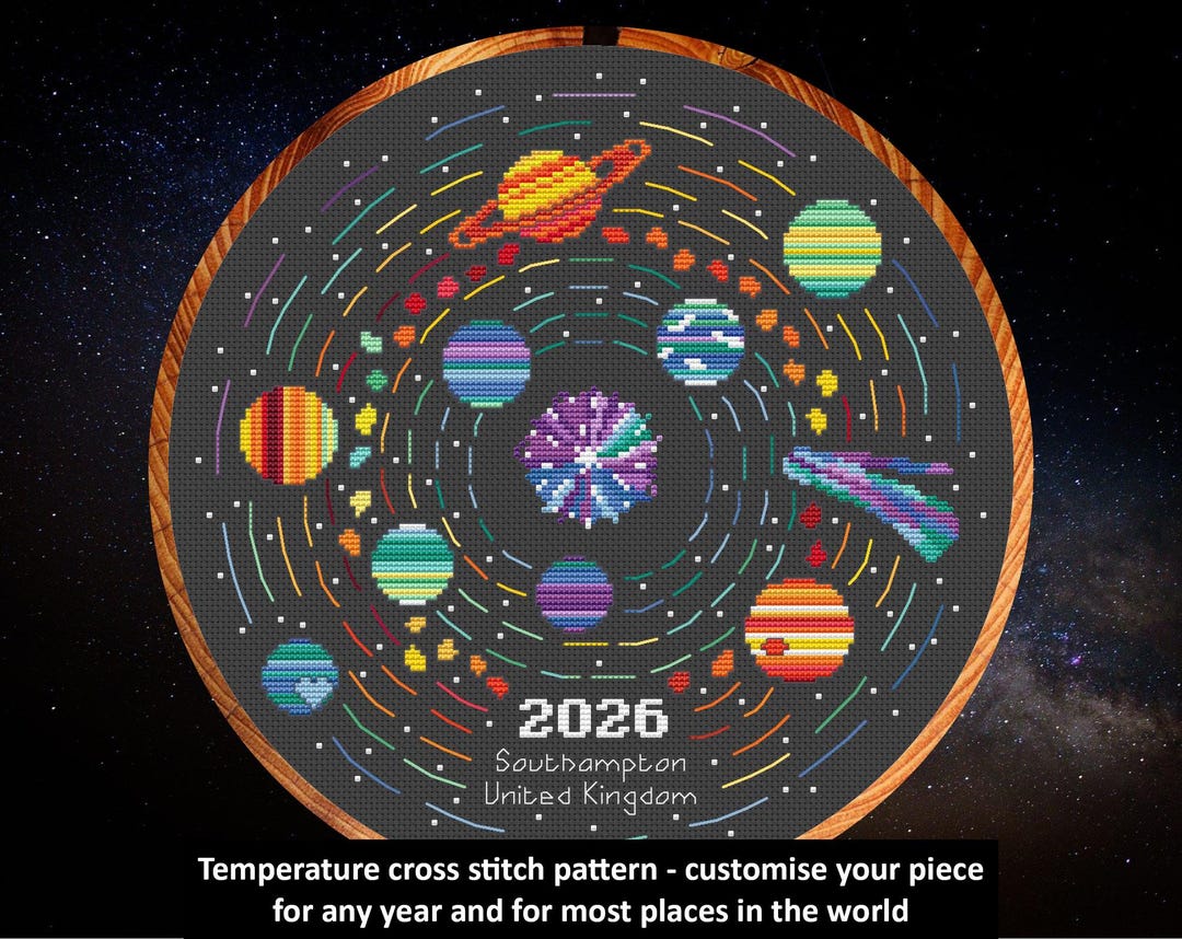 Temperature Cross Stitch Pattern - Rainbow Temperature Solar System ...
