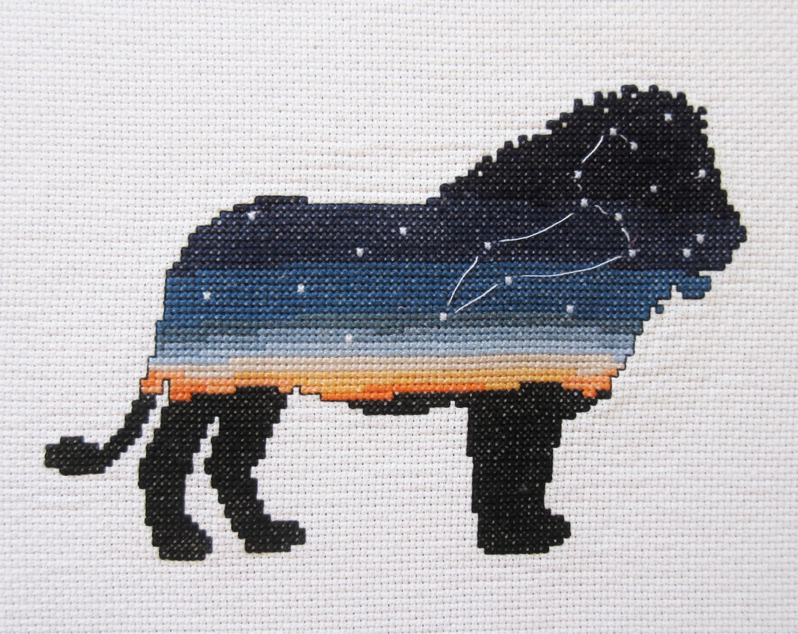 Leo Lion Zodiac Cross Stitch Pattern, Modern Astronomy Silhouette ...