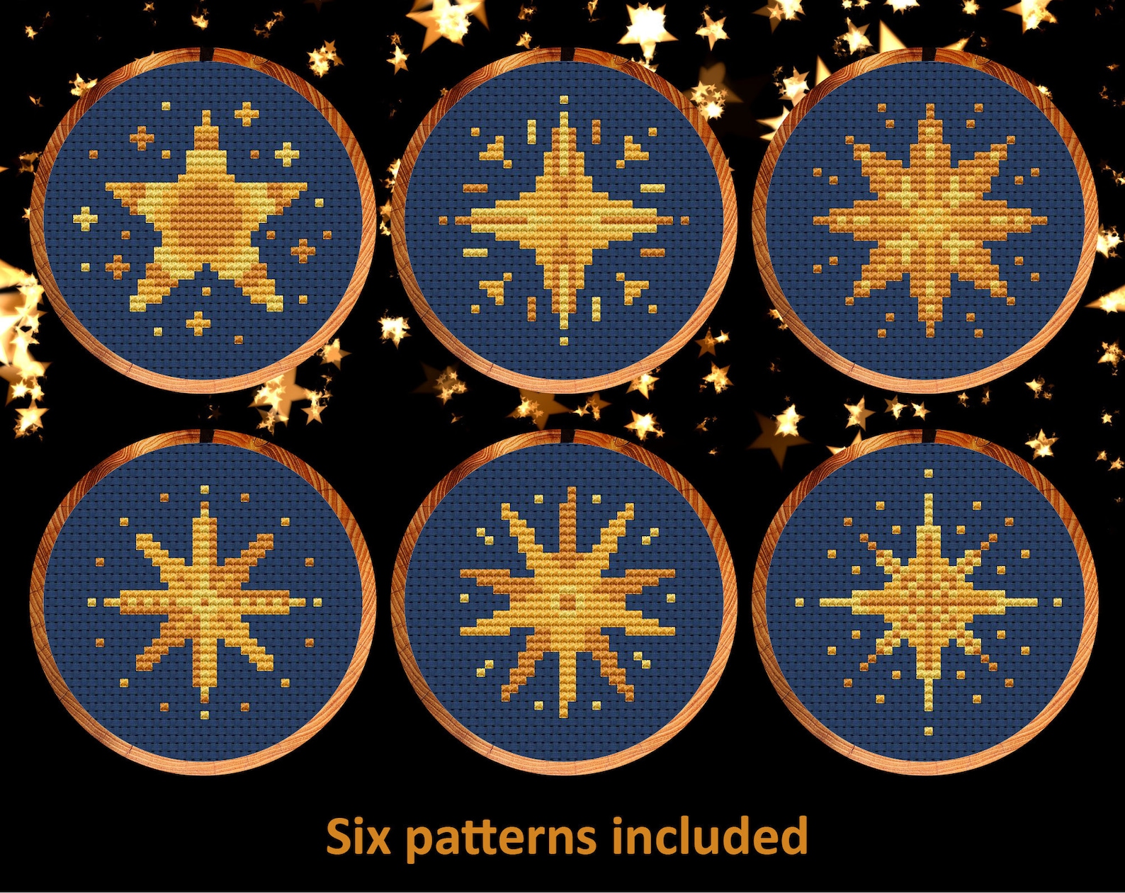 Stars Cross Stitch Patterns Set of Six Fun Patterns for Cards - Etsy