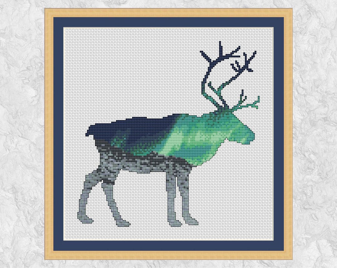 Reindeer Cross Stitch Pattern, Modern Christmas Cross Stitch Chart ...