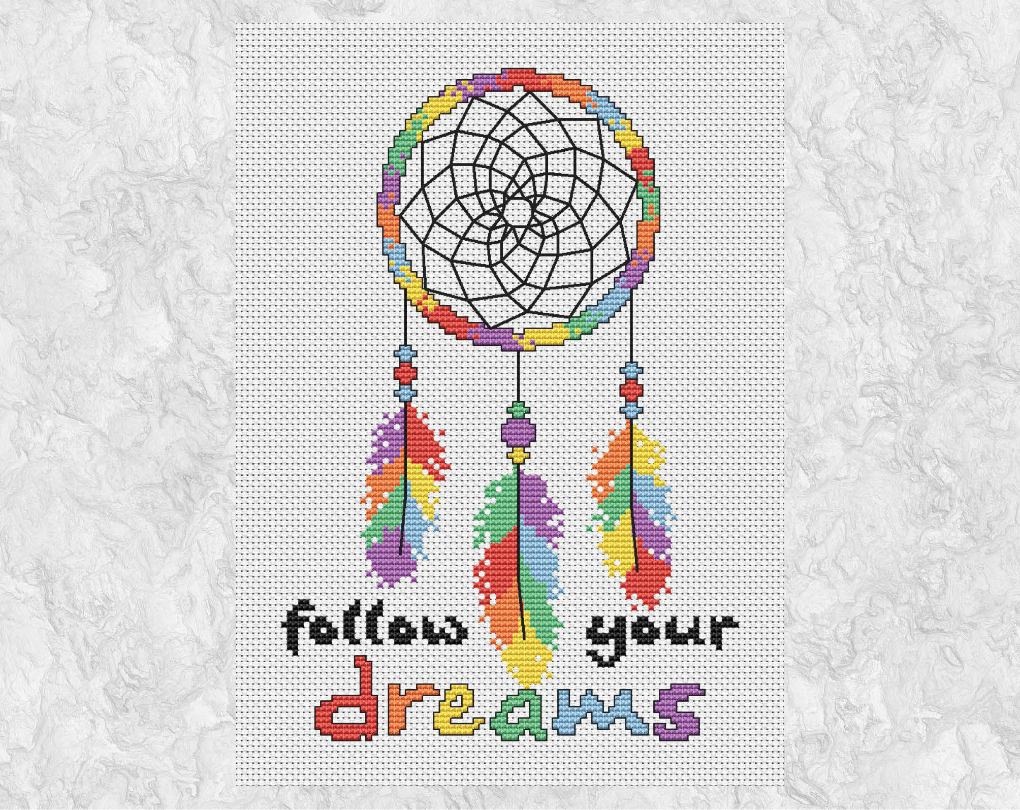 Dreamcatcher Cross Stitch Pattern Follow Your Dreams - Etsy