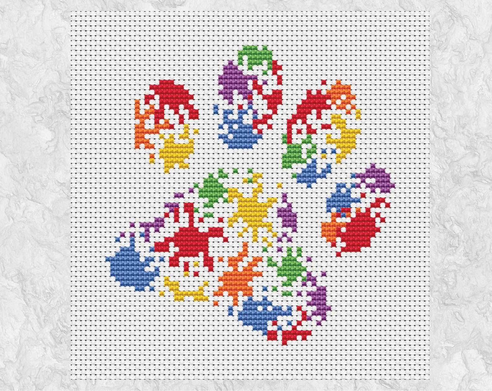 Paint Splats Paw Print Cross Stitch Pattern Printable Dog or | Etsy