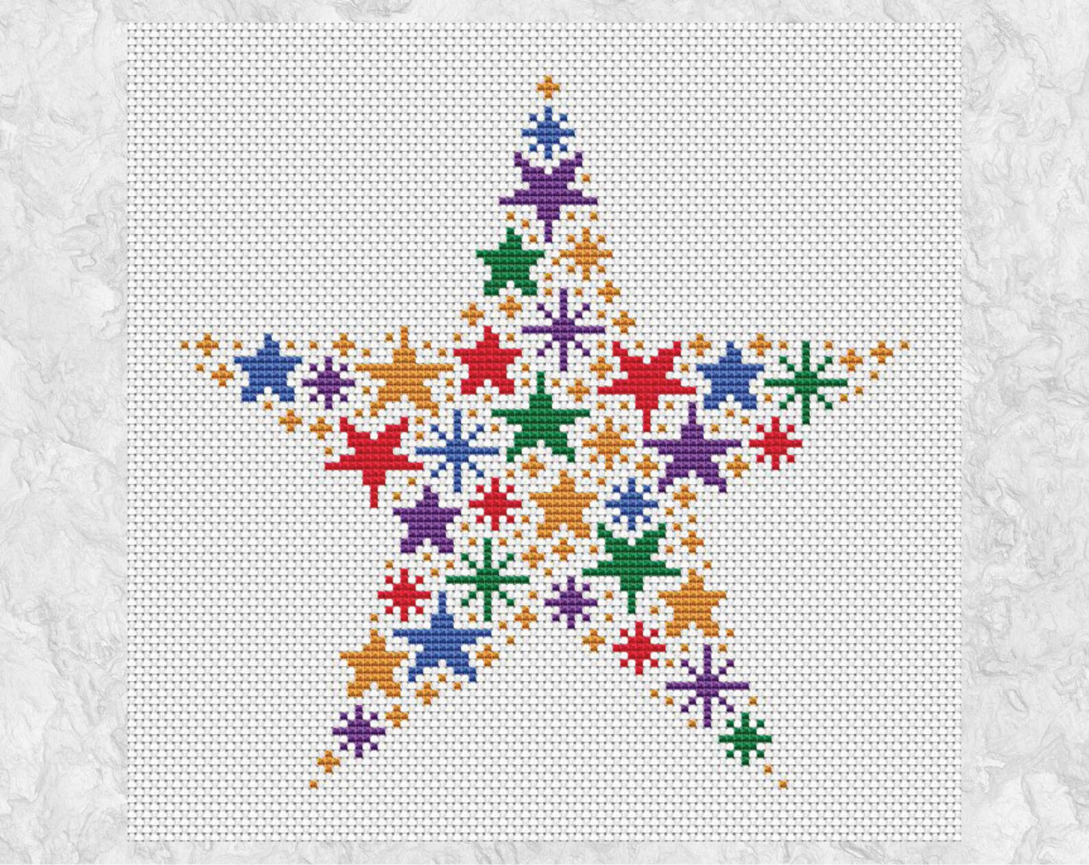 Rainbow stars cross stitch pattern modern counted cross | Etsy