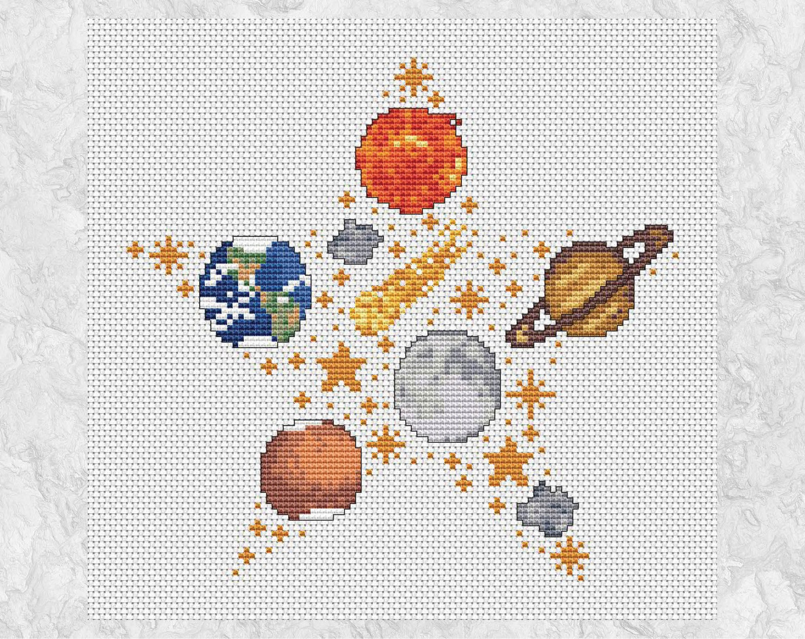 Space Star Cross Stitch Pattern solar System Version - Etsy