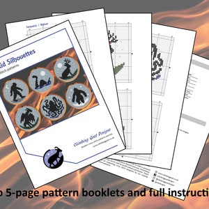 Cryptid Silhouettes Cross Stitch Patterns, Set of Six Mini Patterns for ...
