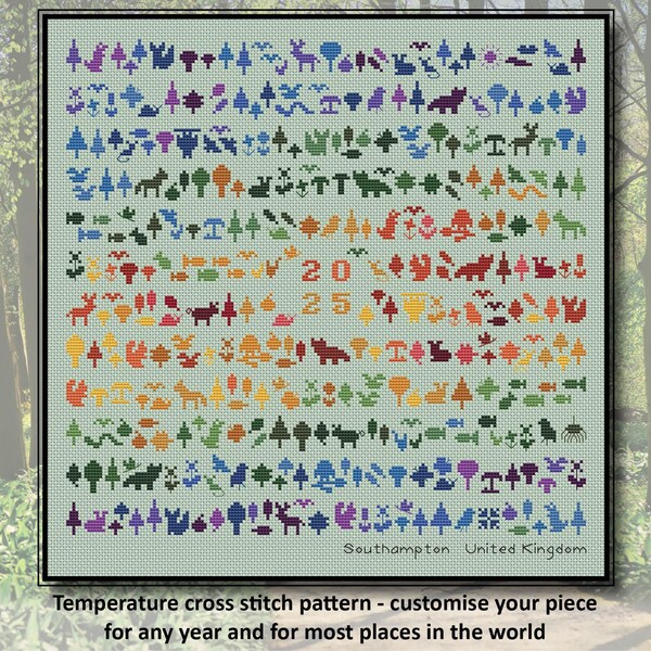 Temperature Tree Cross Stitch - Etsy