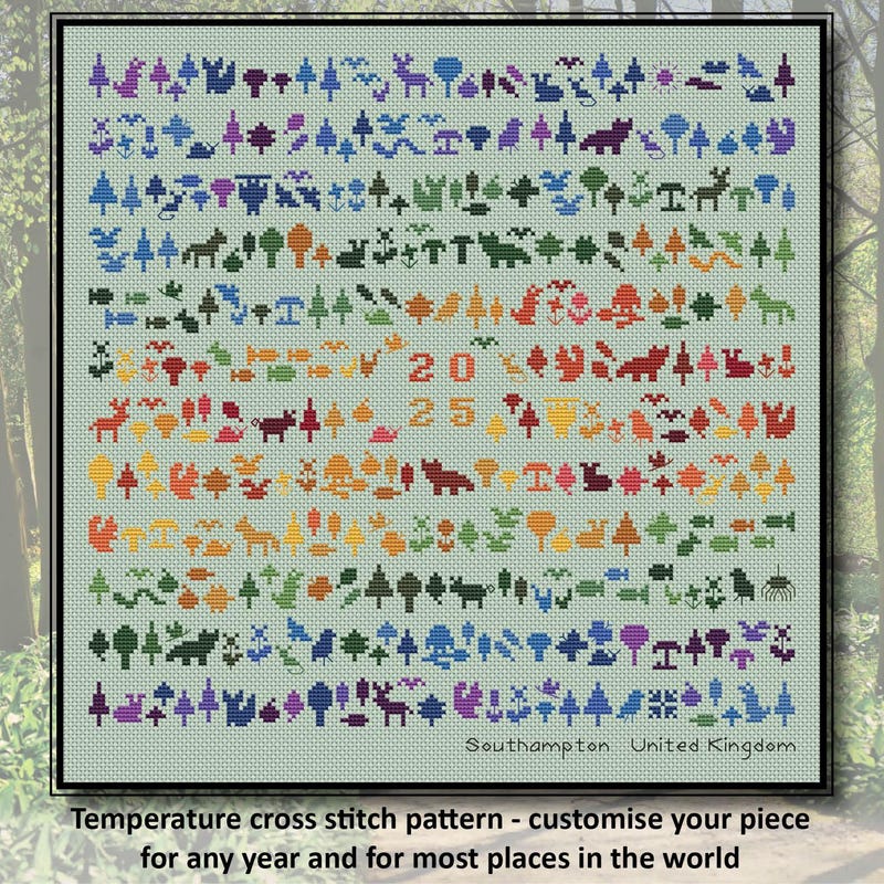 Temperature Tree Cross Stitch - Etsy