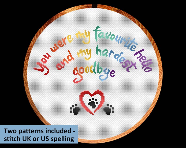 Pet Memorial Cross Stitch Pattern, Dog or Cat Loss, Rainbow Bridge ...