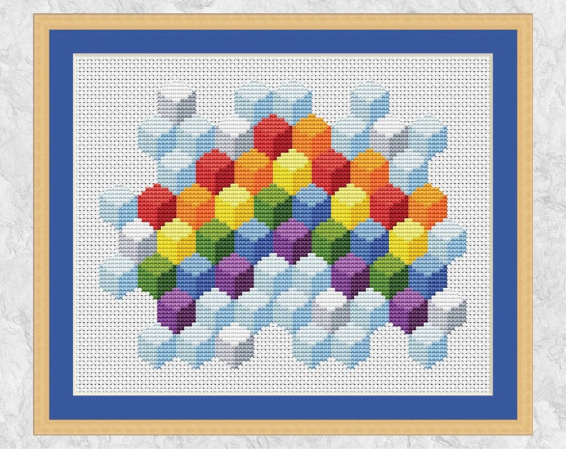 Geometric Rainbow Cross Stitch Pattern, Modern Art Counted Cross Stitch ...