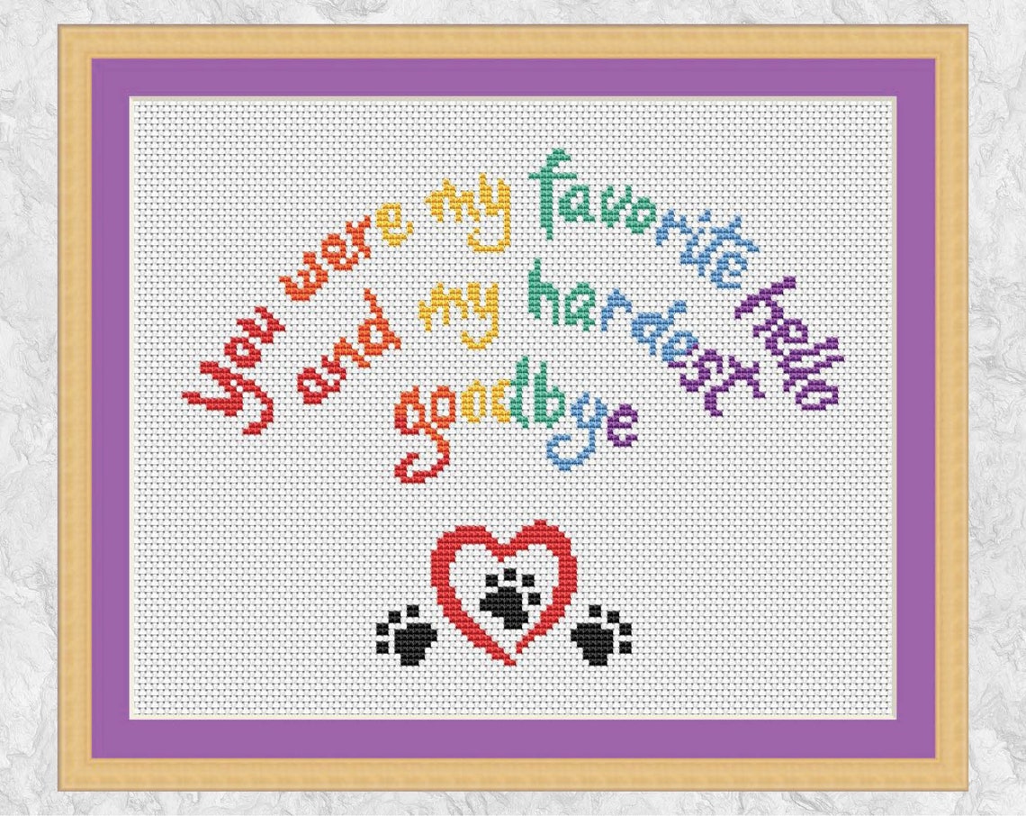 Pet Memorial Cross Stitch Pattern Dog or Cat Loss Rainbow | Etsy