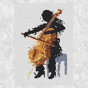 Cello Cross Stitch Pattern (female), Music Counted Cross Stitch Chart ...