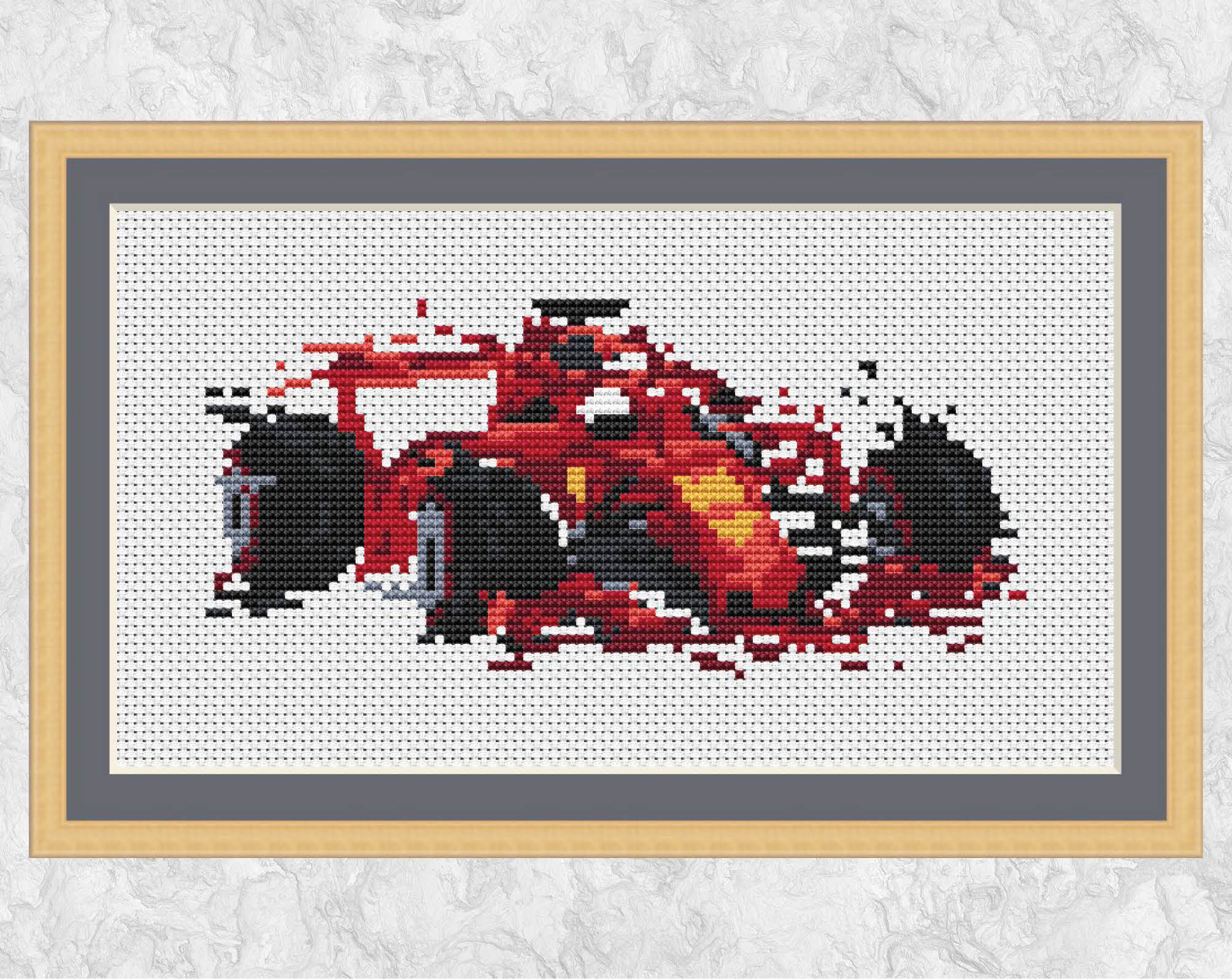 Racing Car Cross Stitch Pattern, Modern Art Style, Formula 1, Sports ...