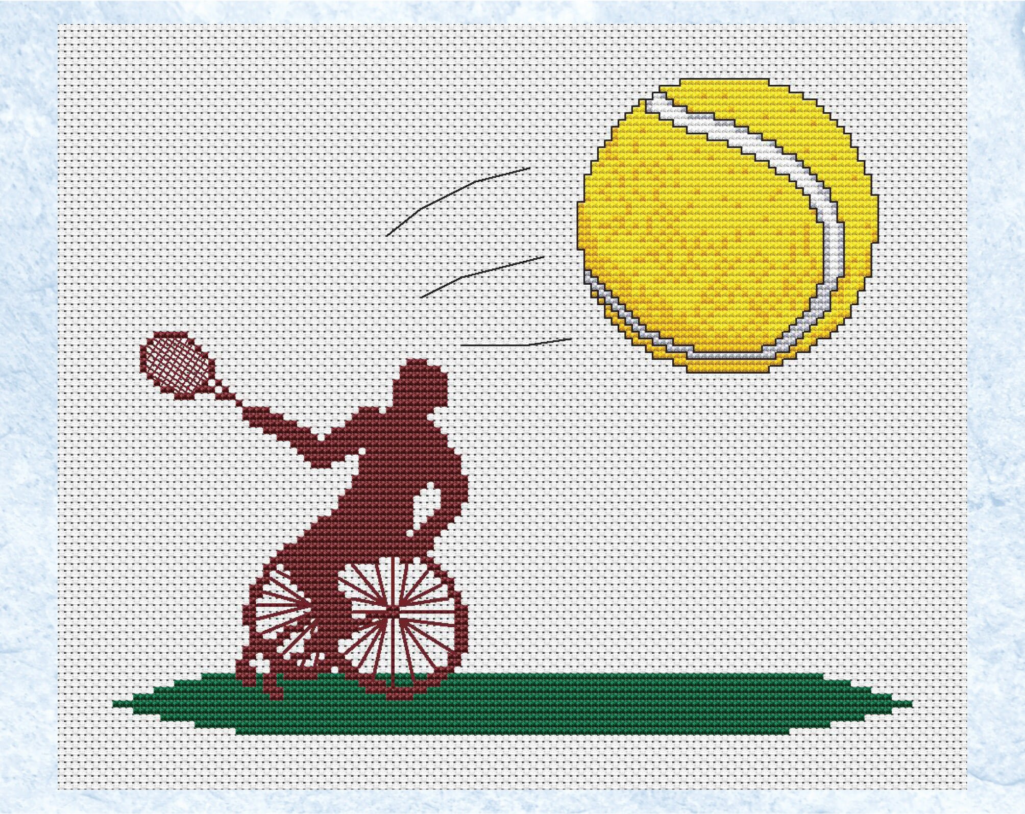 Tennis and Wheelchair Tennis Cross Stitch Patterns, Modern Sport Charts ...