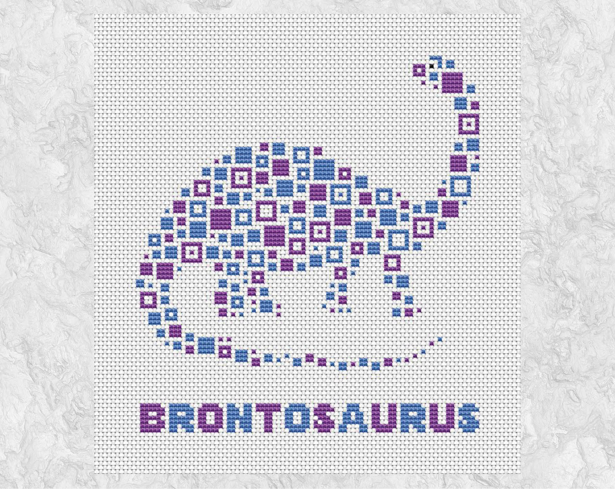 Dinosaur cross stitch pattern Brontosaurus easy fun design | Etsy