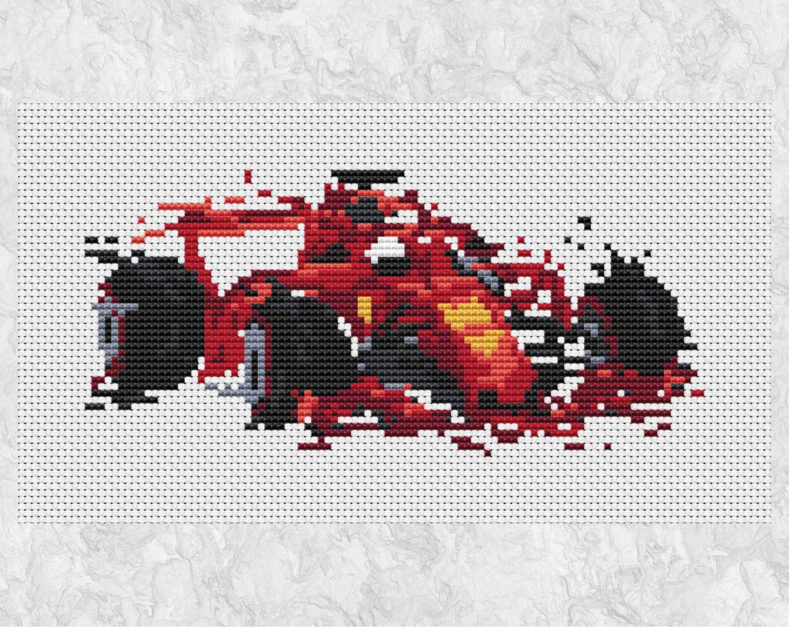 Racing Car Cross Stitch Pattern, Modern Art Style, Formula 1, Sports ...