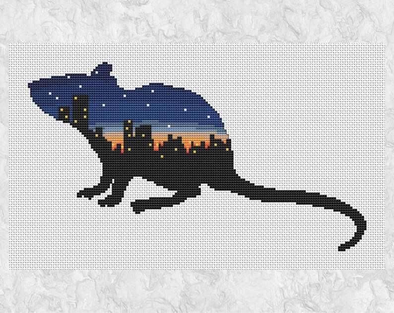 Rat Cross Stitch Pattern Modern Pet Rat Embroidery Design - Etsy