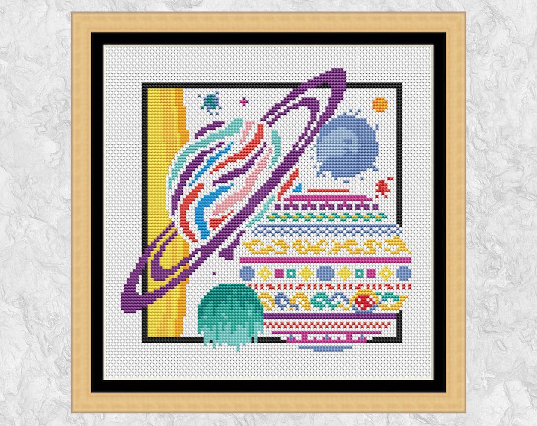 Solar System Cross Stitch Pattern, Modern Space Embroidery Design, Fun ...