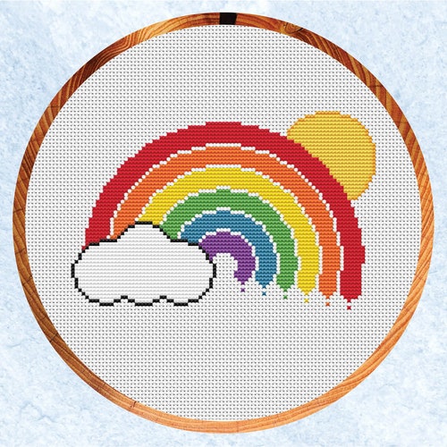 Rainbow Cross Stitch Pattern Fun Easy Rainbow Designs | Etsy
