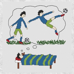 Soccer Cross Stitch Pattern, Football Cross Stitch Chart, Soccer Player ...
