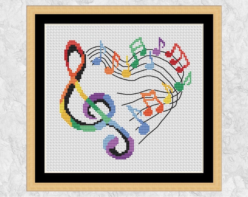 Heart of Music Cross Stitch Pattern Instant Download PDF - Etsy