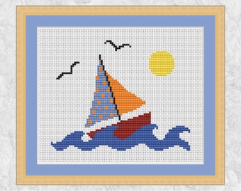 Boat Cross Stitch - Etsy