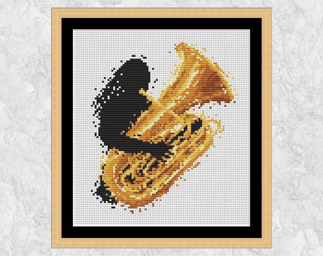Tuba Cross Stitch Pattern (female), Tubist, Modern Music Cross Stitch ...