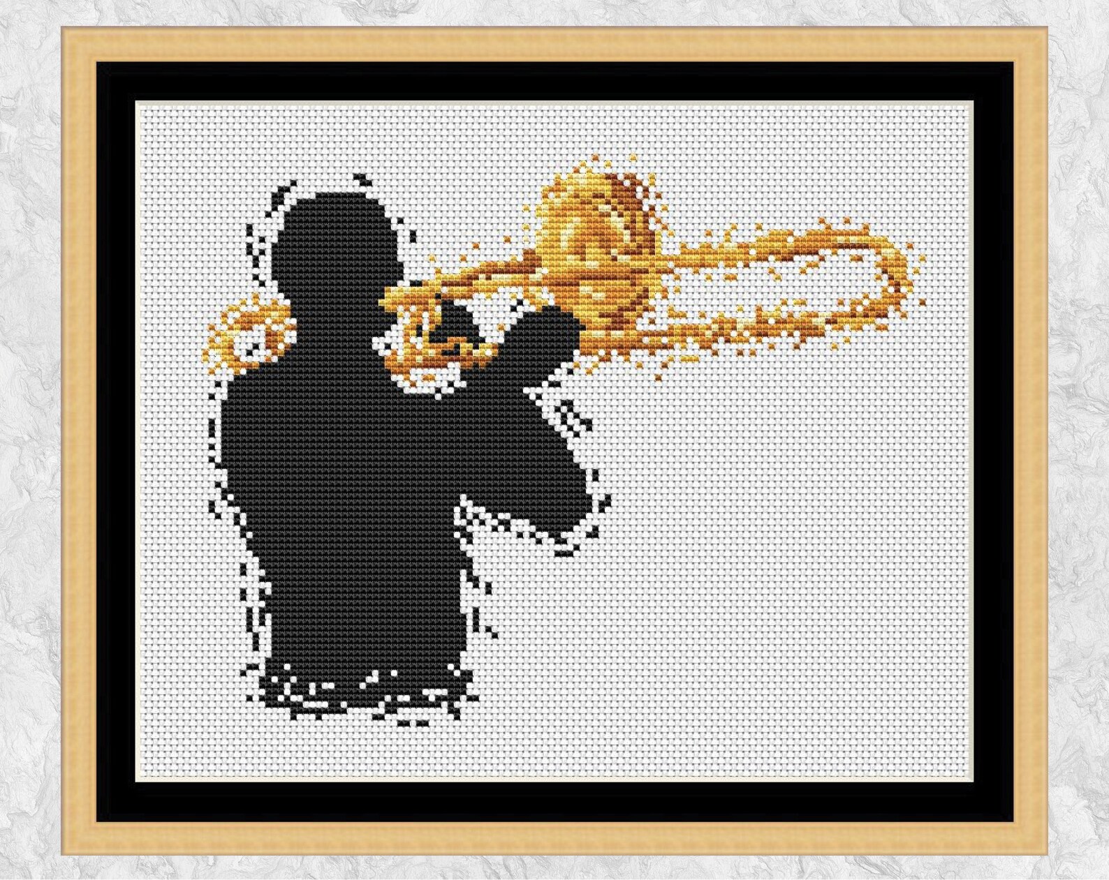 Trombone Cross Stitch Pattern (male), Trombonist, Modern Music Cross ...