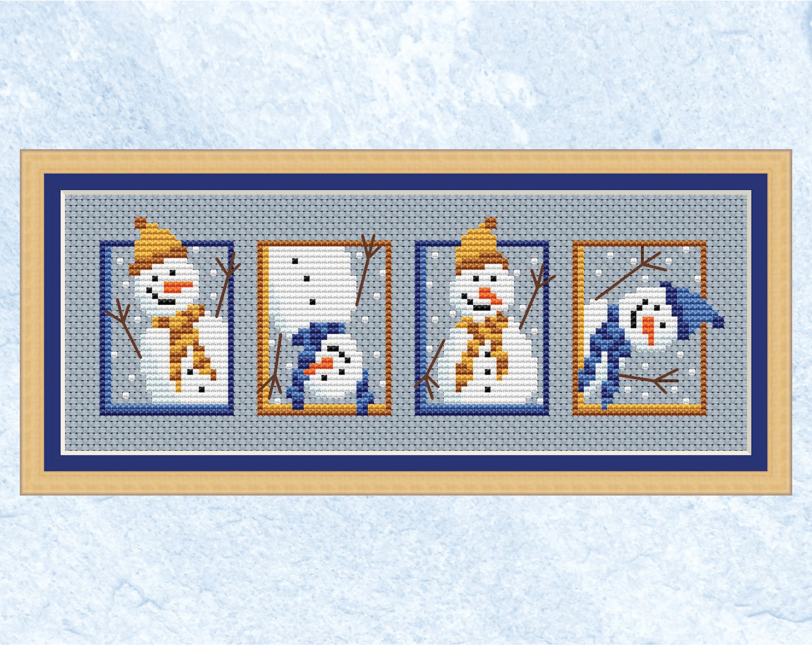 Set of Snowmen Cross Stitch Pattern Stitch as a Single - Etsy