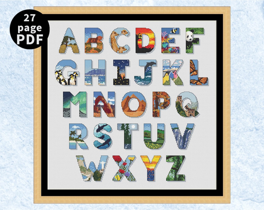 Alphabet Cross Stitch Pattern, Explore the World Alphabet ABC Complete ...