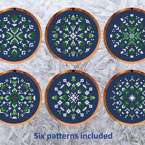 Christmas Tree Snowflakes Cross Stitch Patterns, Set of Six Fun Mini ...
