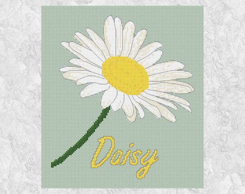 Daisy Cross Stitch Pattern PDF, Modern Flower Counted Cross Stitch ...
