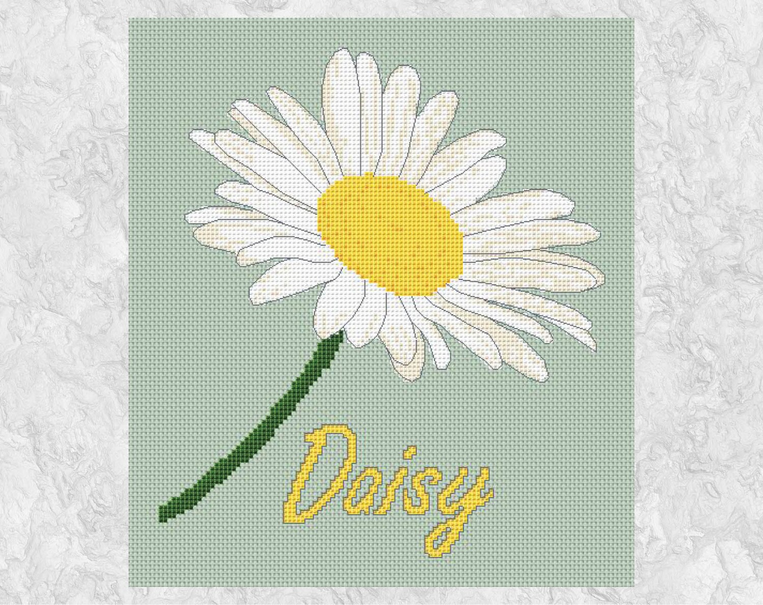 Daisy Cross Stitch Pattern PDF, Modern Flower Counted Cross Stitch ...