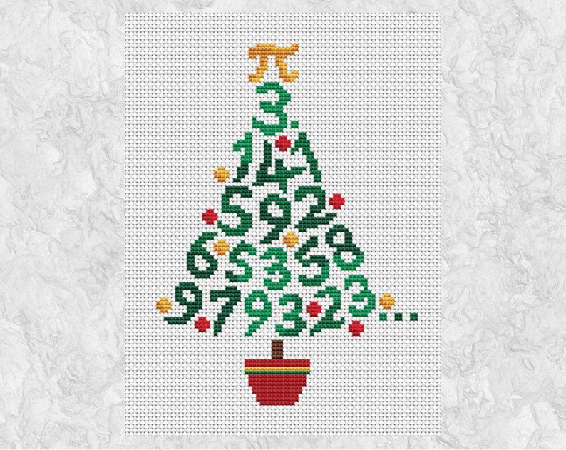 Pi Christmas Tree Cross Stitch Pattern Math Design Geeky - Etsy