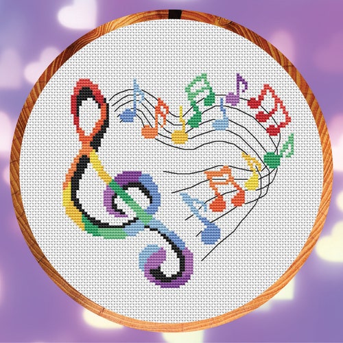 Heart of Music Cross Stitch Pattern Instant Download PDF - Etsy