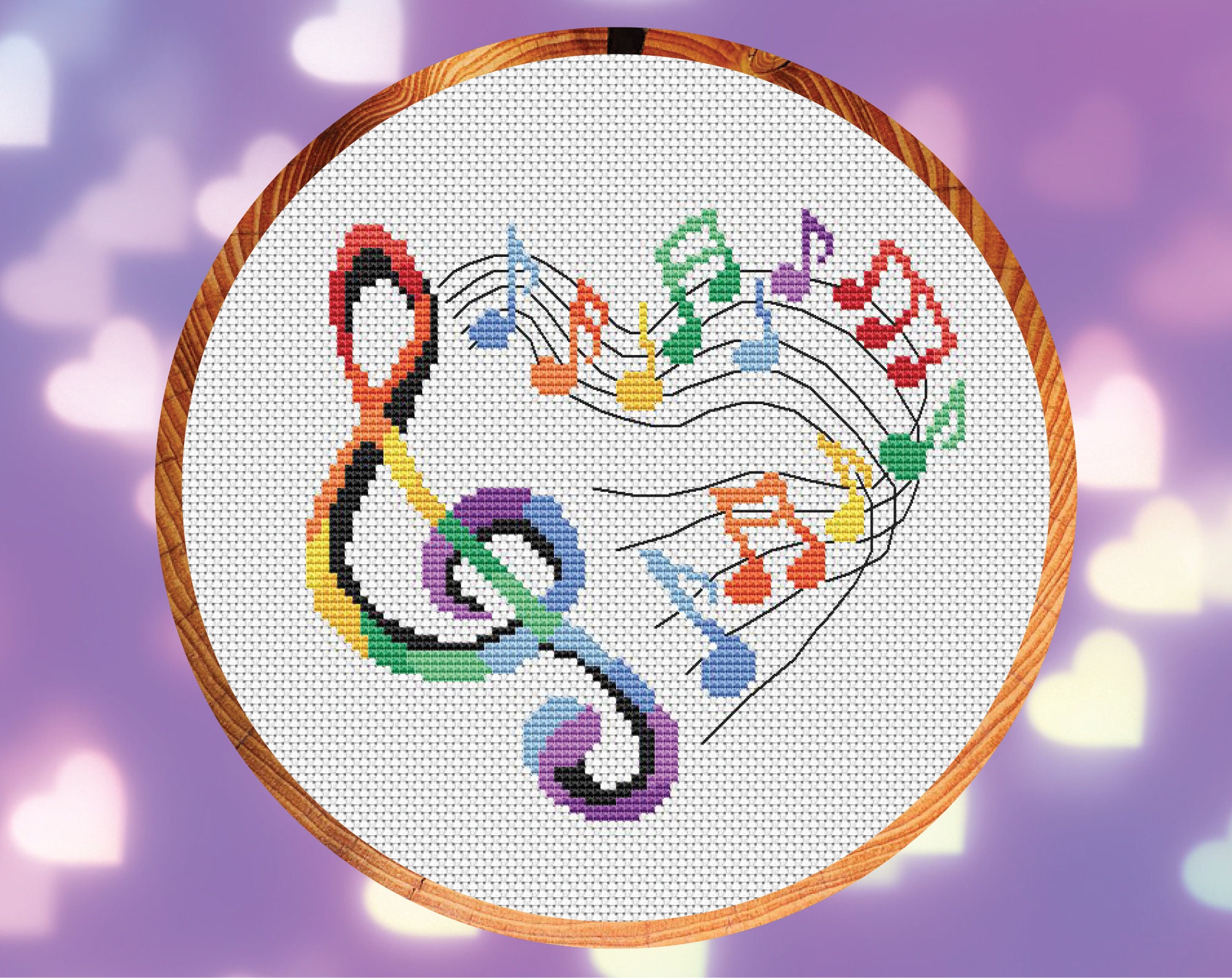 Heart of Music Cross Stitch Pattern Instant Download PDF - Etsy
