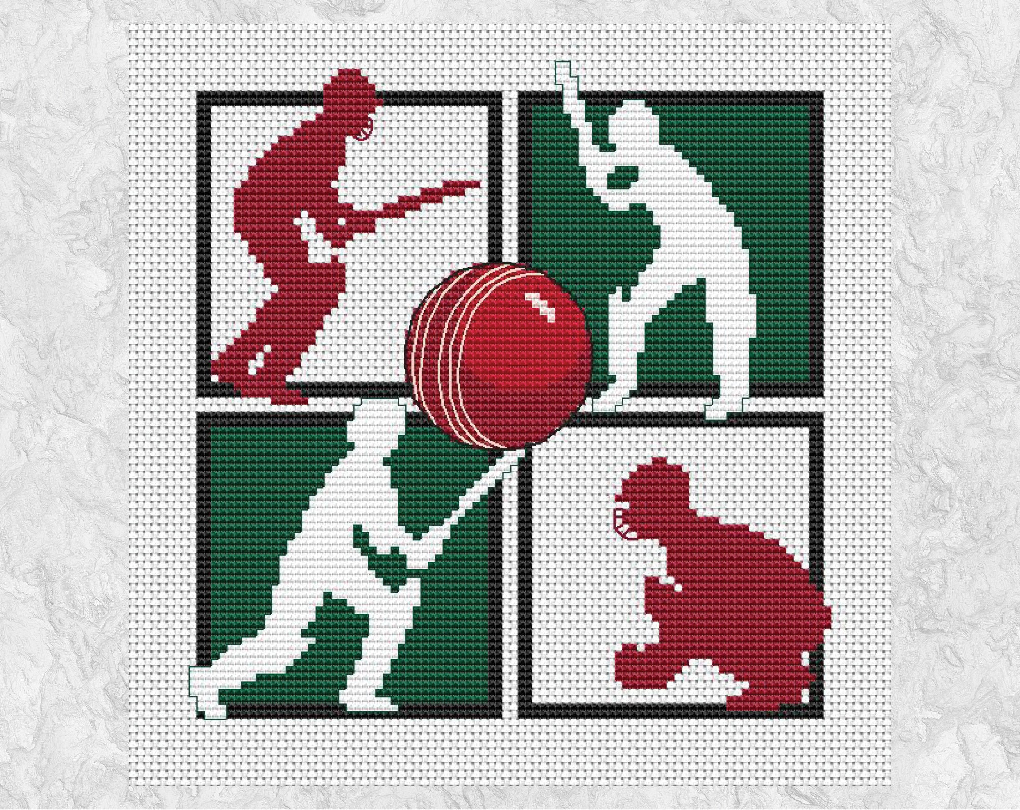 Cricket Cross Stitch Pattern Cricketers Silhouettes Chart | Etsy UK