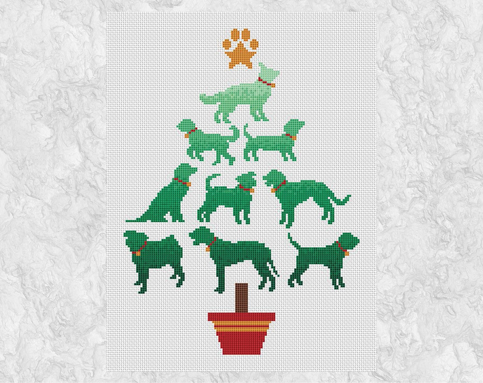 Dog Christmas Tree Cross Stitch Pattern Dog Breeds Holiday - Etsy