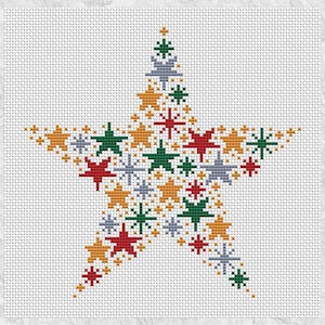 Christmas Star Cross Stitch Pattern, Modern Christmas Cross Stitch ...
