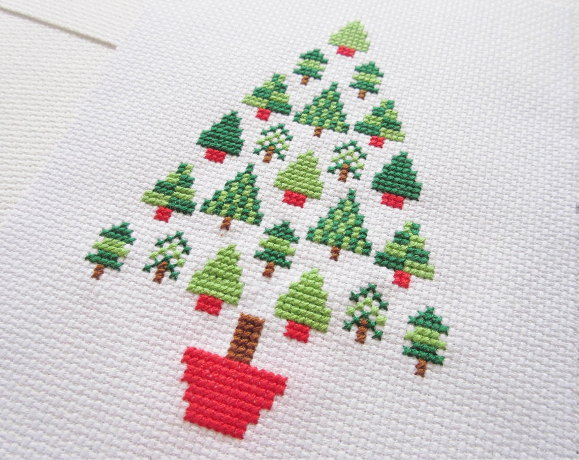 Christmas Tree Cross Stitch Pattern Modern Christmas Cross - Etsy