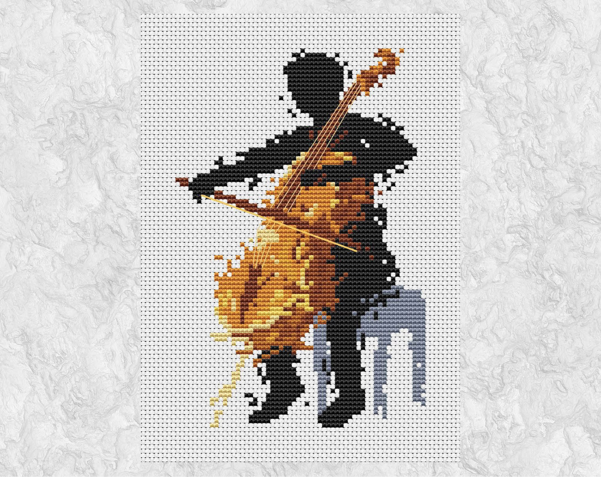 Cello cross stitch pattern male music counted cross stitch | Etsy