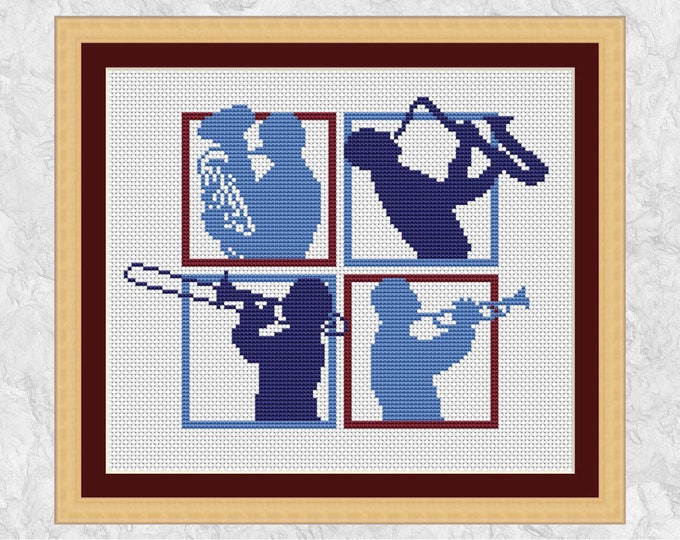 Vintage Cross Stitch Patterns Mini Musical Instruments Motifs PDF ...