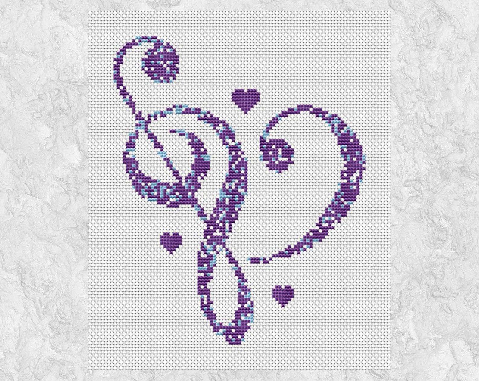 Music Cross Stitch Pattern Modern Music Heart Counted Cross | Etsy UK