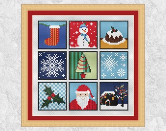 Christmas Cross Stitch Pattern Christmas Card Motifs or Full - Etsy