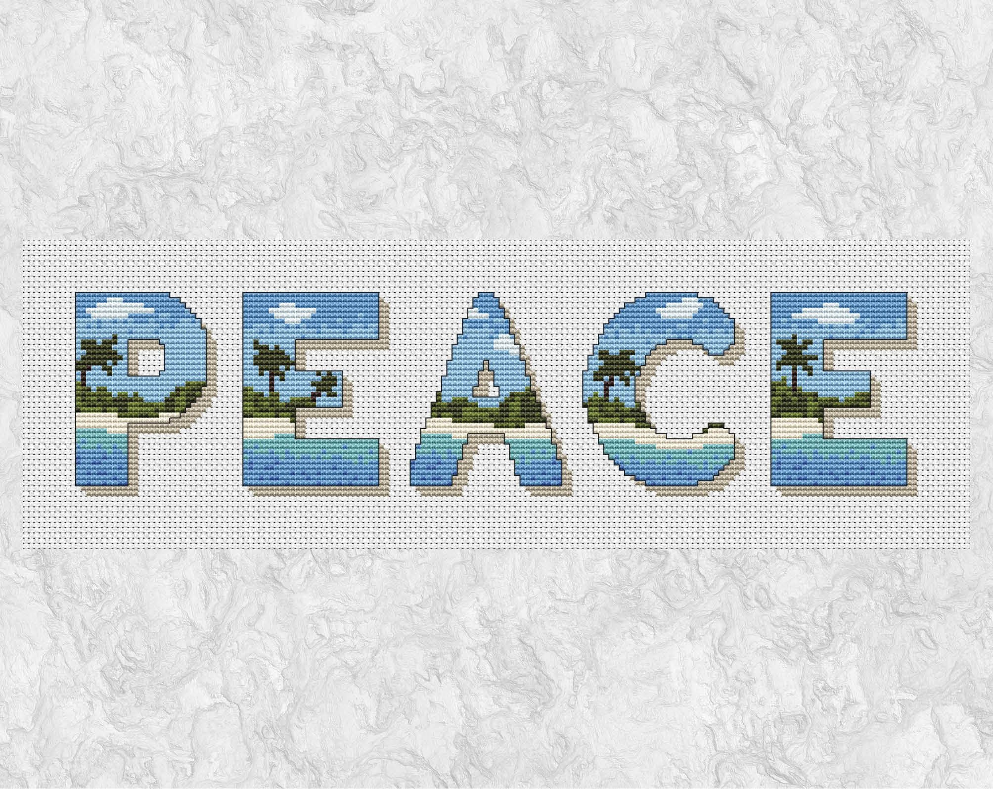 Cross Stitch Quote Modern Peace Cross Stitch Pattern Beach | Etsy