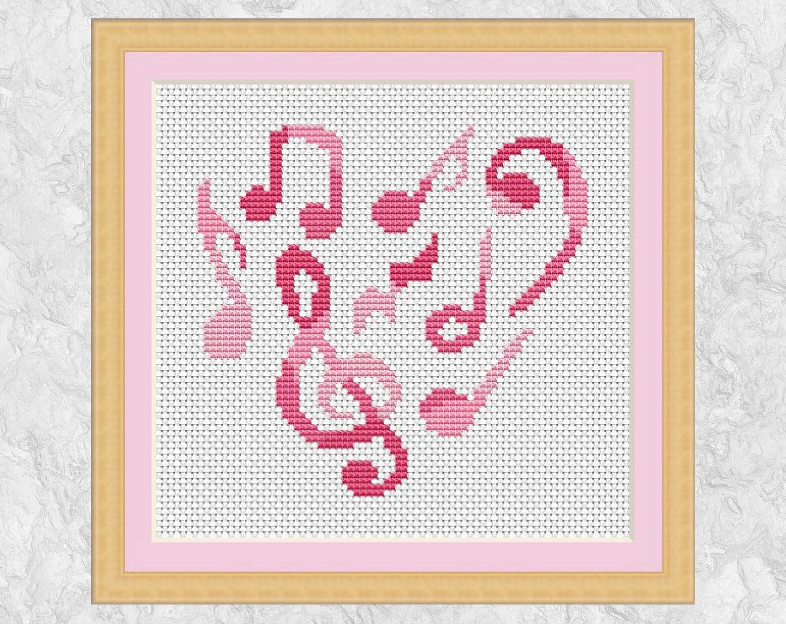 Music Heart Cross Stitch Pattern Musical Notes Three Colour - Etsy