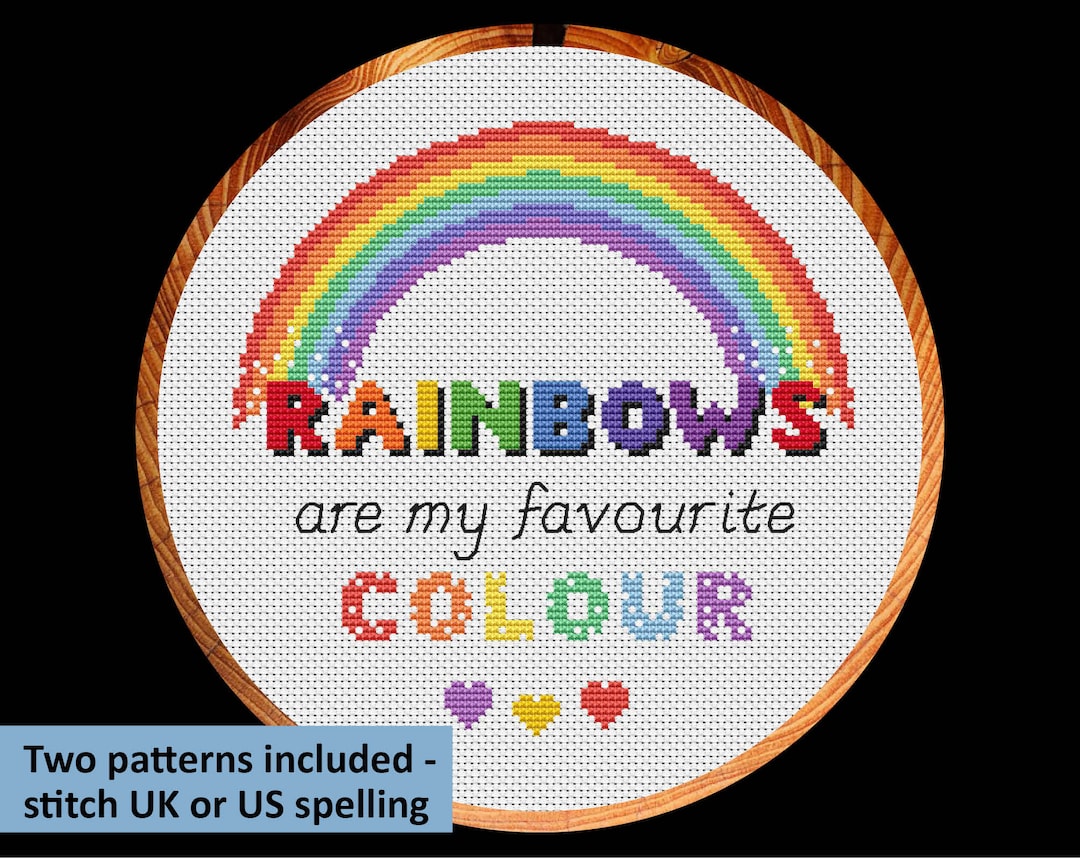 Rainbow Cross Stitch Pattern, "rainbows Are My Favourite Colour" Quote ...