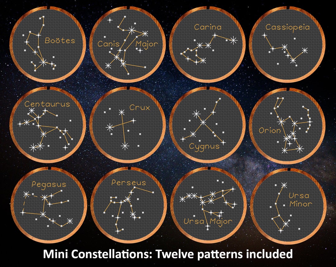 Mini Constellations Cross Stitch Patterns - Set of 12 Patterns in ...